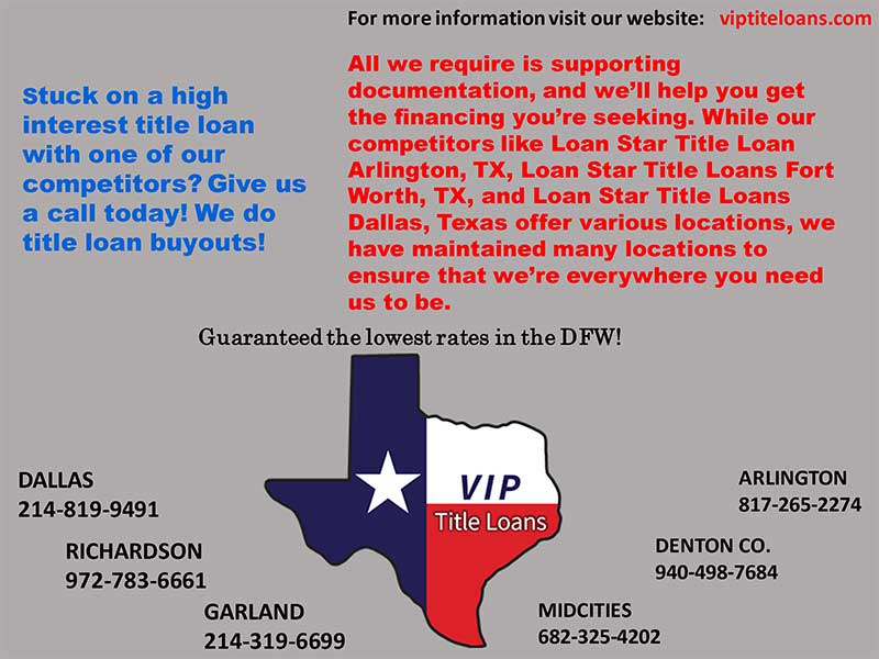 Car Title Loans at DFW Metroplex by VIP Title Loans